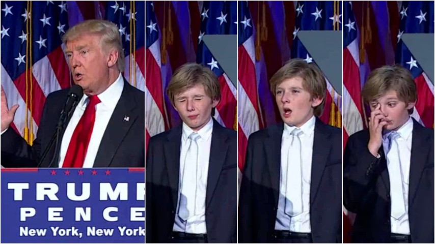 Il figlio di Donald Trump sbadiglia durante il primo discorso del padre ...